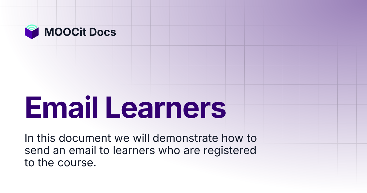 Email Learners | English | MOOCit Docs